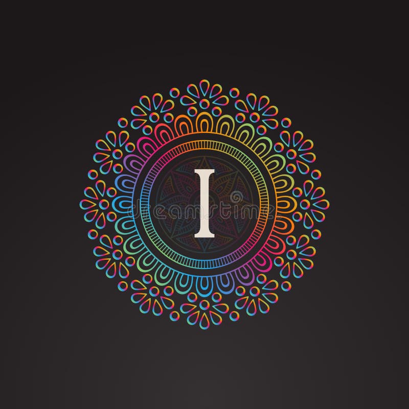 Vector Indian Mandala Monogram Stock Vector - Illustration of frame ...