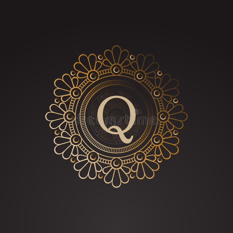 Vector Indian Mandala Monogram Stock Vector - Illustration of floral ...