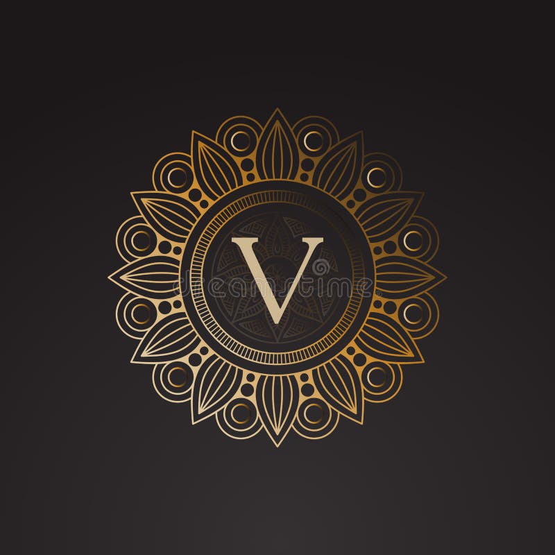 Vector Indian Mandala Monogram Stock Vector - Illustration of black ...