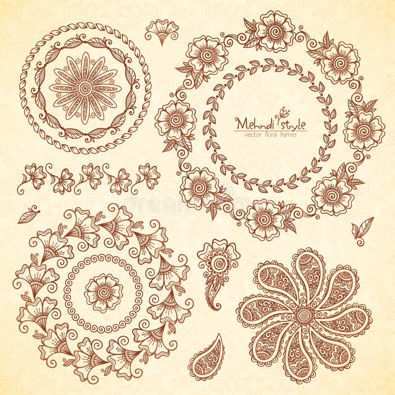 Mehndi frames stock vector. Illustration of backgrounds - 52197958