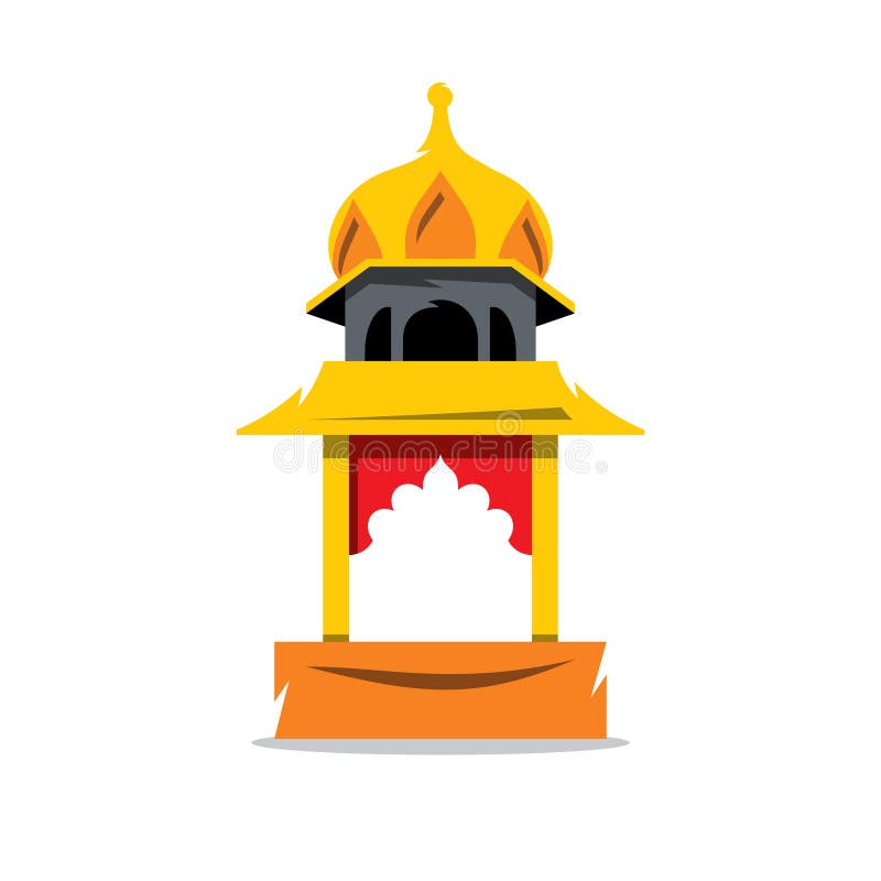 Vector Indian Temple with Arch Cartoon Illustration. Stock Vector ...
