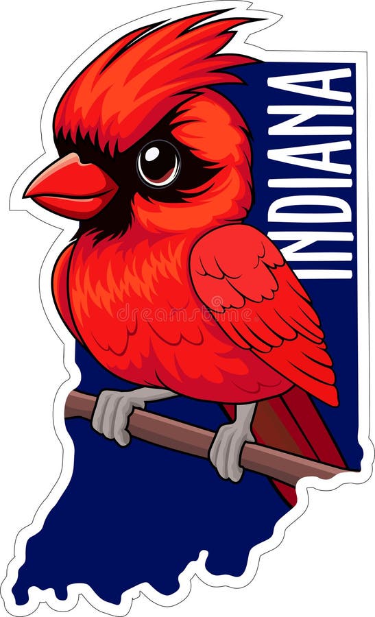 Vector Indiana Sticker with Northern Cardinal Stock Vector ...