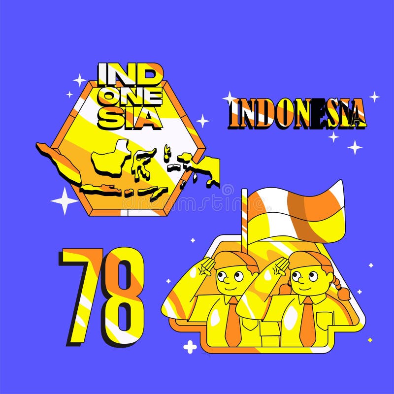 Vector Indonesia Map and Student Celebrate Indonesia Independence ...