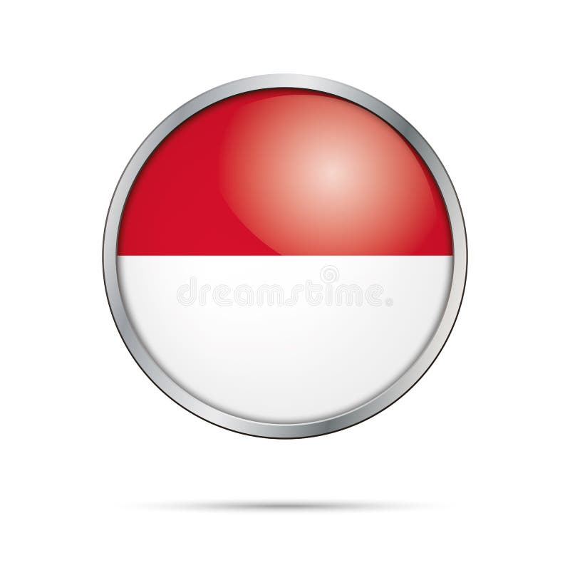 Vector Indonesian Flag Button. Indonesia Flag in Glass Button St Stock ...