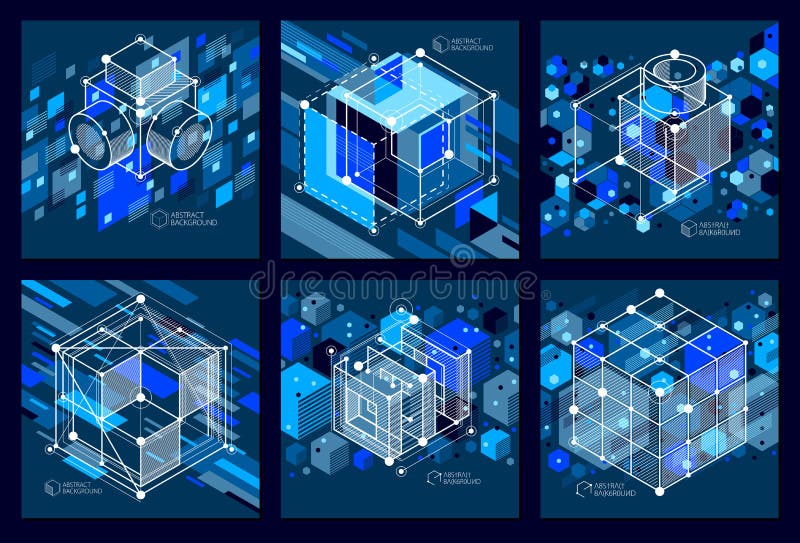 Vector Industrial and Engineering Blue Black Backgrounds Set, Future ...