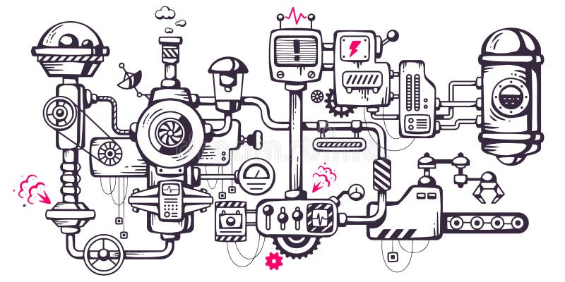 Vector Industrial Illustration Background of the Operating Mechanism ... Vector Industrial Illustration Background of the Operating Mechanism ...