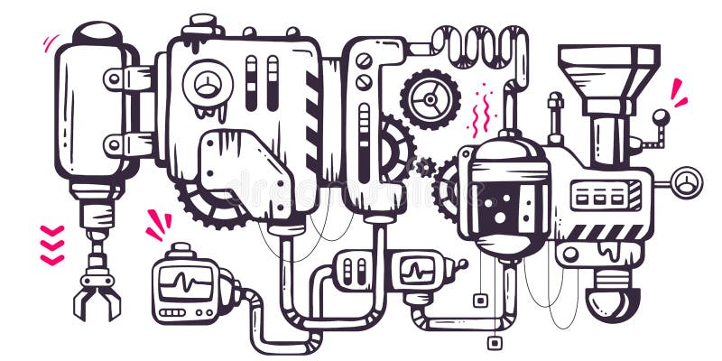 Vector Industrial Illustration Background of the Operating Mechanism ... Vector Industrial Illustration Background of the Operating Mechanism ...