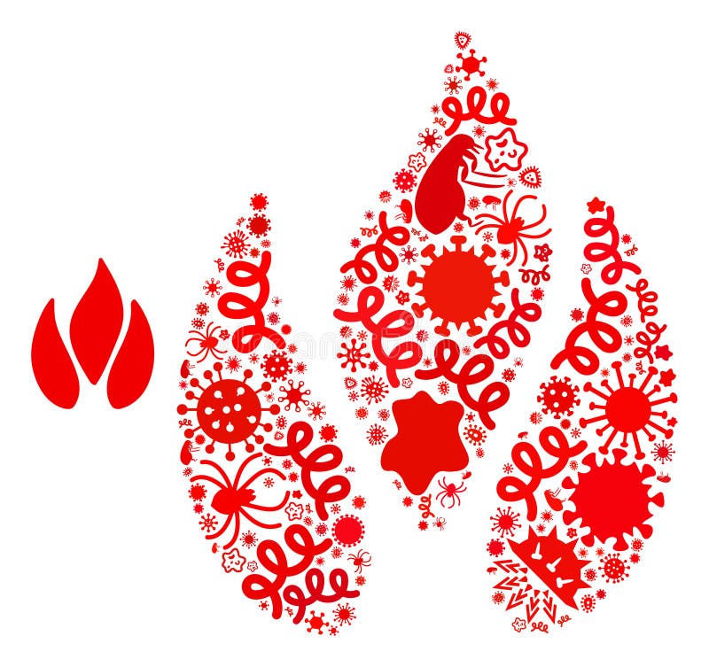 Mosaic Fire Icon of Infection Pathogens Stock Vector - Illustration of ...