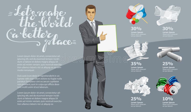 Vector Recycling Garbage and Man Stock Vector - Illustration of idea ...