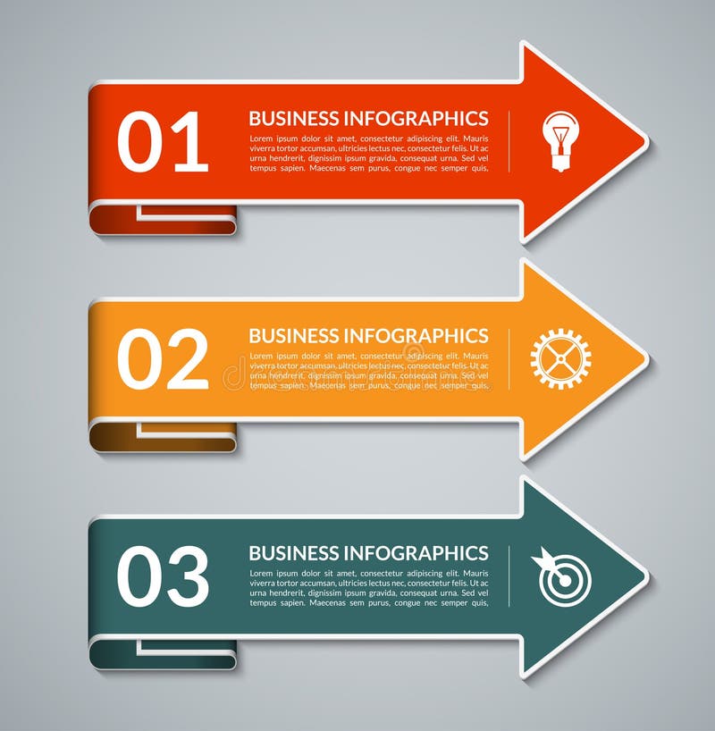 Vector Infographic Arrows with White Border Stock Vector - Illustration ...