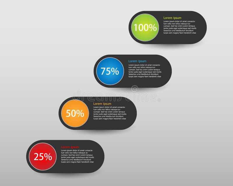 Vector Infographic Banner with Four Color Icon Steps with Space for ...