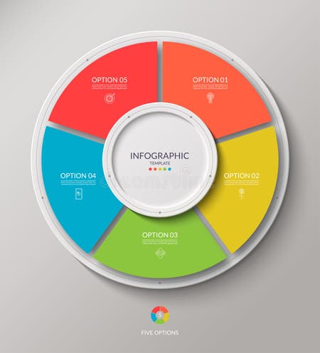Vector Infographic Circle. Cycle Diagram with 5 Options Stock ...
