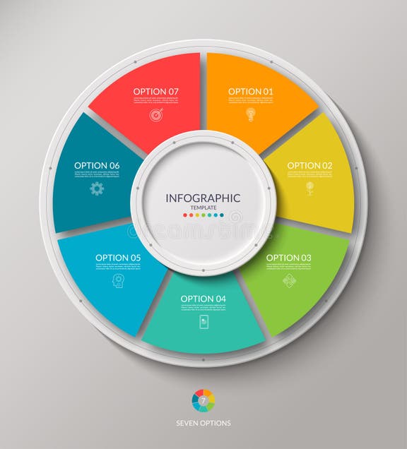Vector Infographic Circle. Cycle Diagram with 7 Options Stock ...