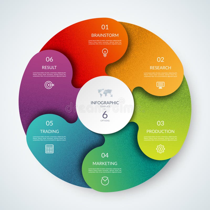 Vector Infographic Circle. Cycle Diagram with 6 Steps Stock Vector ...