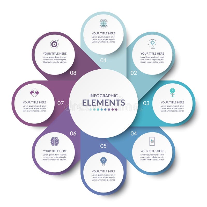 Vector Infographic Circle. Cycle Diagram with 8 Steps Stock Vector ...