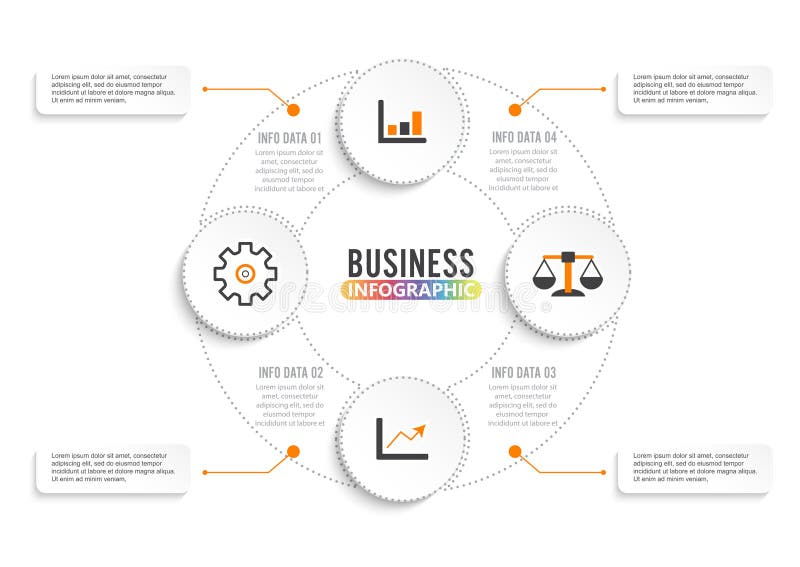 Vector Infographic Circle Template with 4 Steps, Parts, Options ...