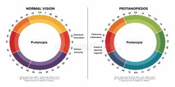 Vector Infographic of Color Wheel for Normal Vision and Protanopia ...