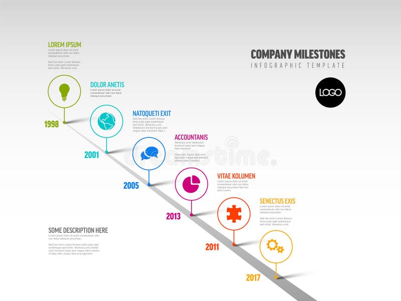 Vector Infographic Company Milestones Timeline Template with Pointers ...