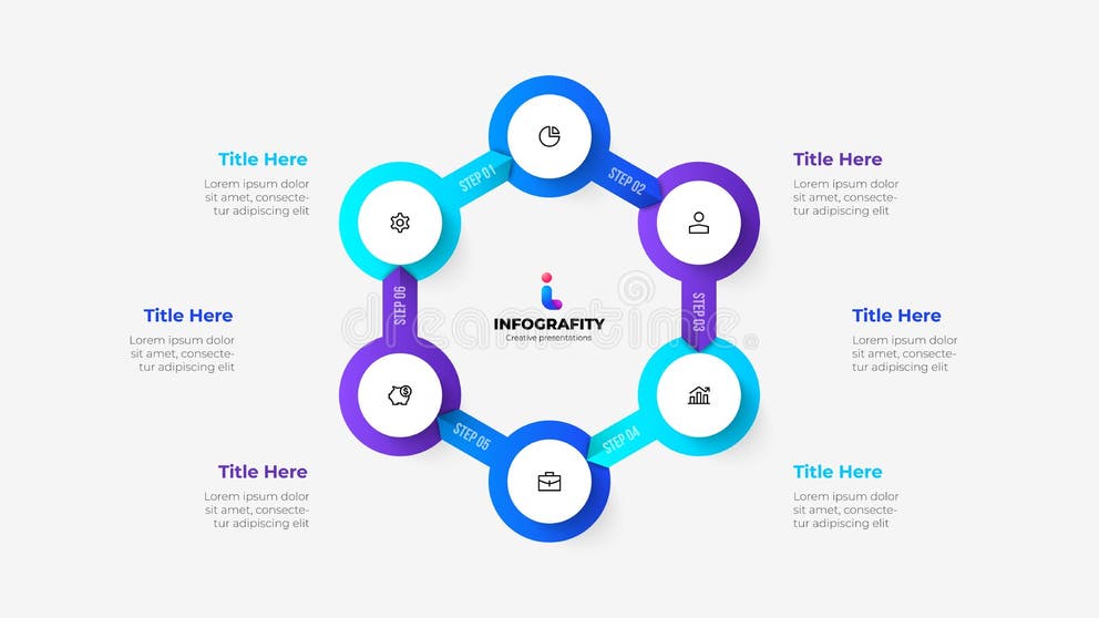 Vector Infographic. Cycle Diagram with 6 Options Stock Vector - Illustration of project ...
