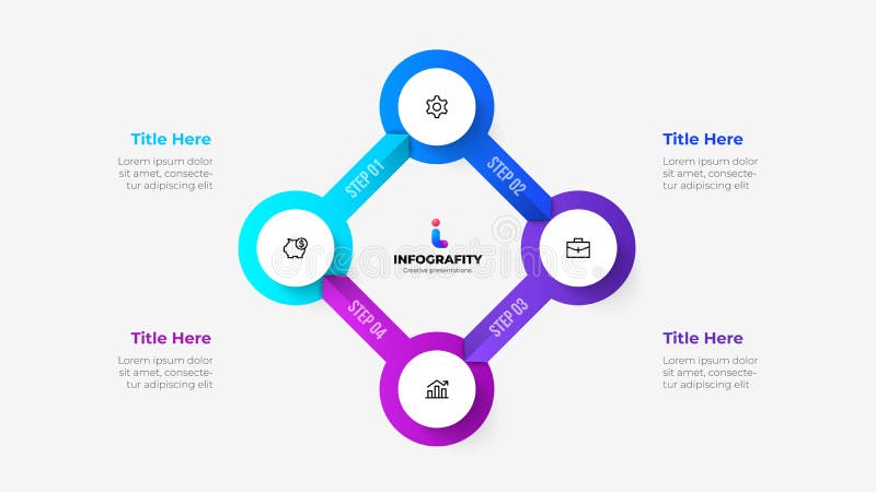Square Diagram Divided into 4 Options or Steps. Cycle Infographic ...