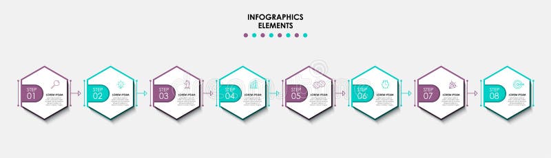 Vector Infographic Design Business Template with Icons and 8 Options or Steps. Can Be Used for ...