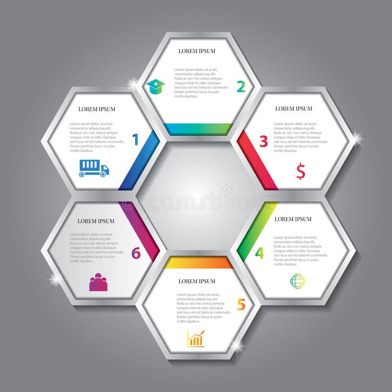 Vector Infographic Design in Hexagon Shape with Information Stock ...