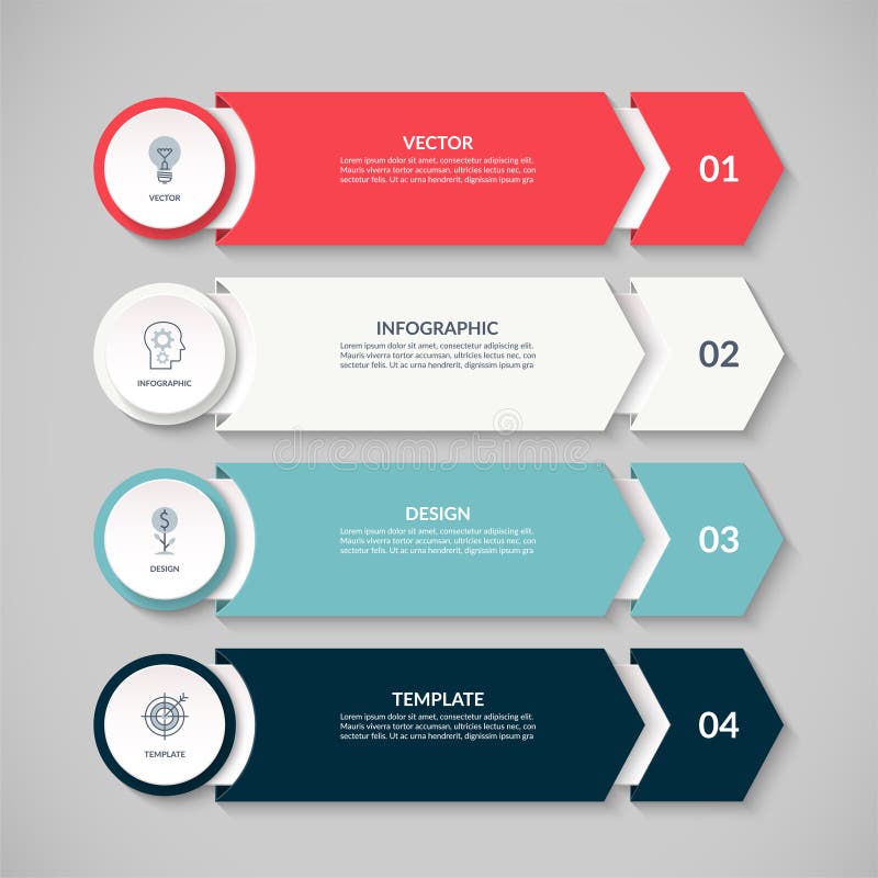 Vector Infographic Design Template with 4 Arrows and Buttons. Stock ...