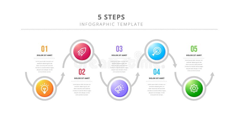 Vector Infographic Design Template with 6 Steps Workflow Stock Vector ...