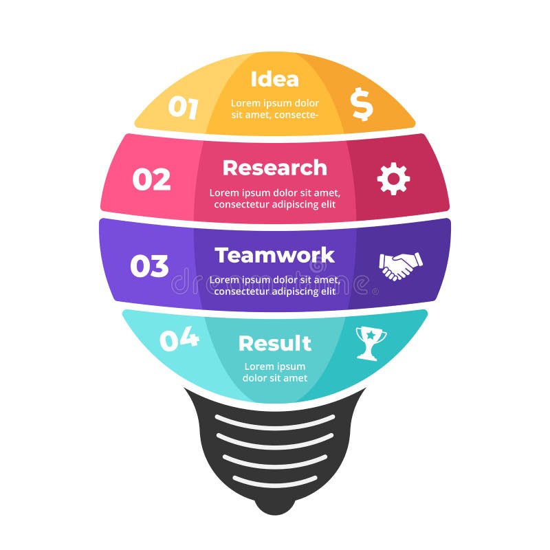 Light Bulb Infographic. Generating New Ideas Concept. Vector Slide ...