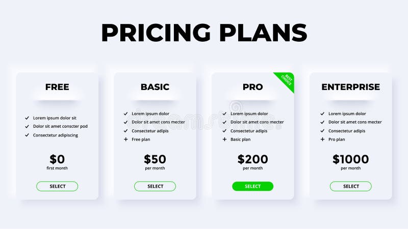 Vector Pricing Plan Banners Infographic Template. Marketing ...
