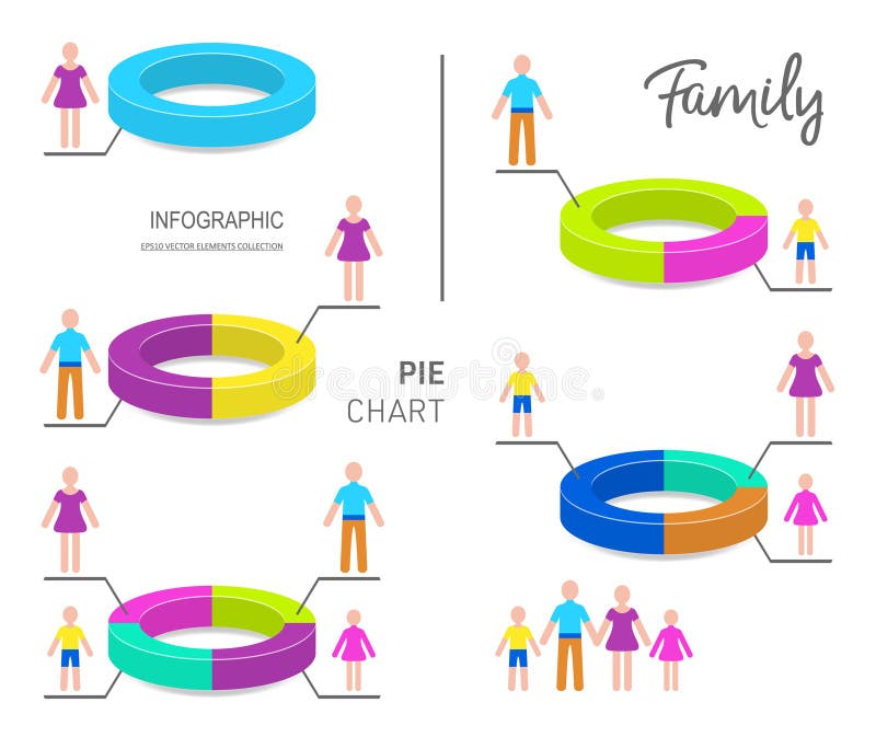 Vector Infographic Family Pie Chart Elements Set Stock Vector ...