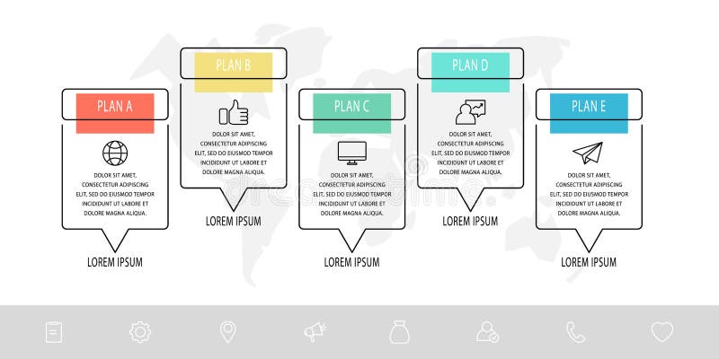 Vector Infographic Flat Template. Rectangles for Five Diagrams, Graph ...