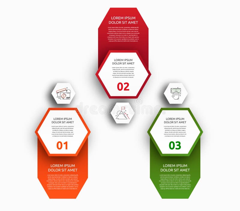 Vector Infographic with 3 Hexagons with Labels Stock Vector ...