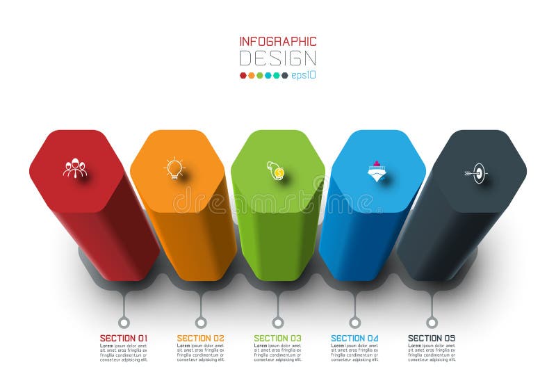 Vector Infographic Design with Hexagon Columns Design Stock Vector ...