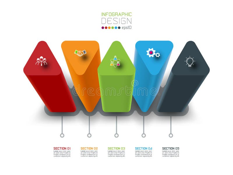 Vector Infographic Label Design with Triangle Column Designs Stock ...