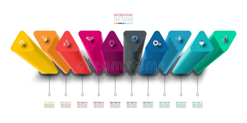 Vector Infographic Label Design with Triangle Column Designs Stock ...