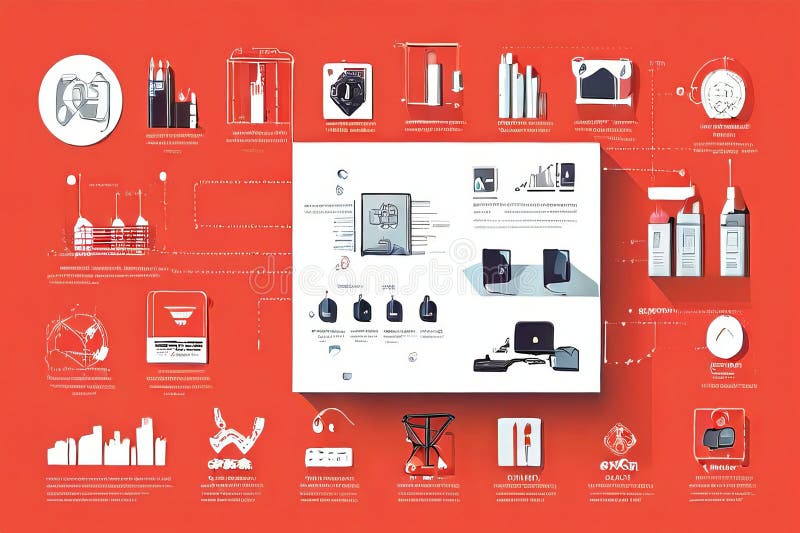 Vector Infographic Office Elements and Network Systems Presented Stock ...