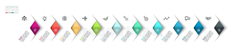 Vector Infographic Overlapping Arrows Placed in Horizontal Row. Stock ...