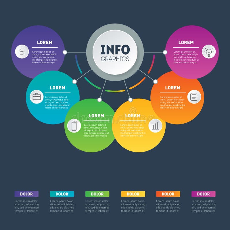 Vector Infographic with 6 Processes. Investor Presentation with Stock ...