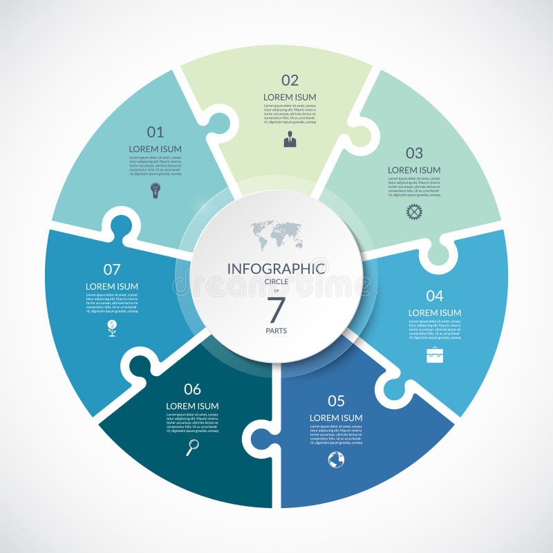 Puzzle Infographic Circle with 4 Steps, Options, Pieces. Four-part ...