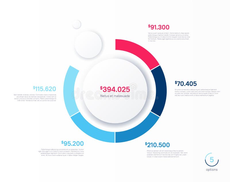 Vector Infographic Round Chart Template. Five Options, Steps, Parts ...