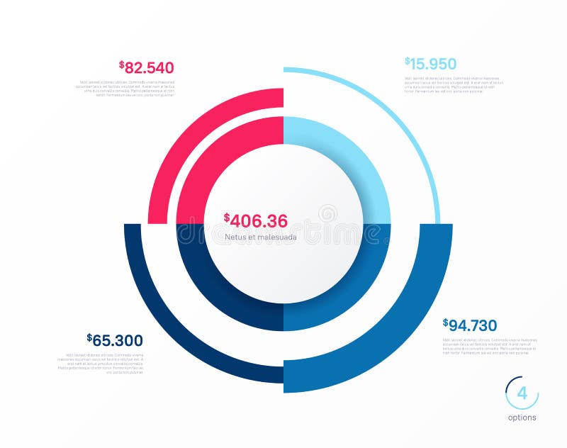 Vector Infographic Round Chart Template. Four Options, Steps, Parts ...