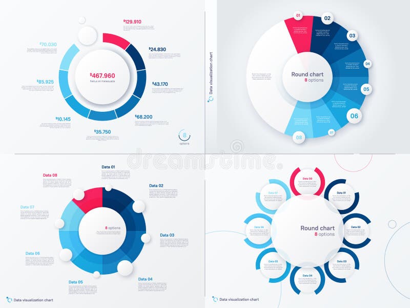 Vector Infographic Round Chart Templates. Eight Options, Steps, Parts ...