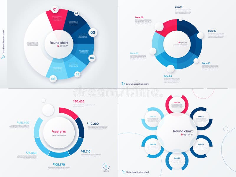 Vector Infographic Round Chart Templates. Six Options, Steps, Parts ...