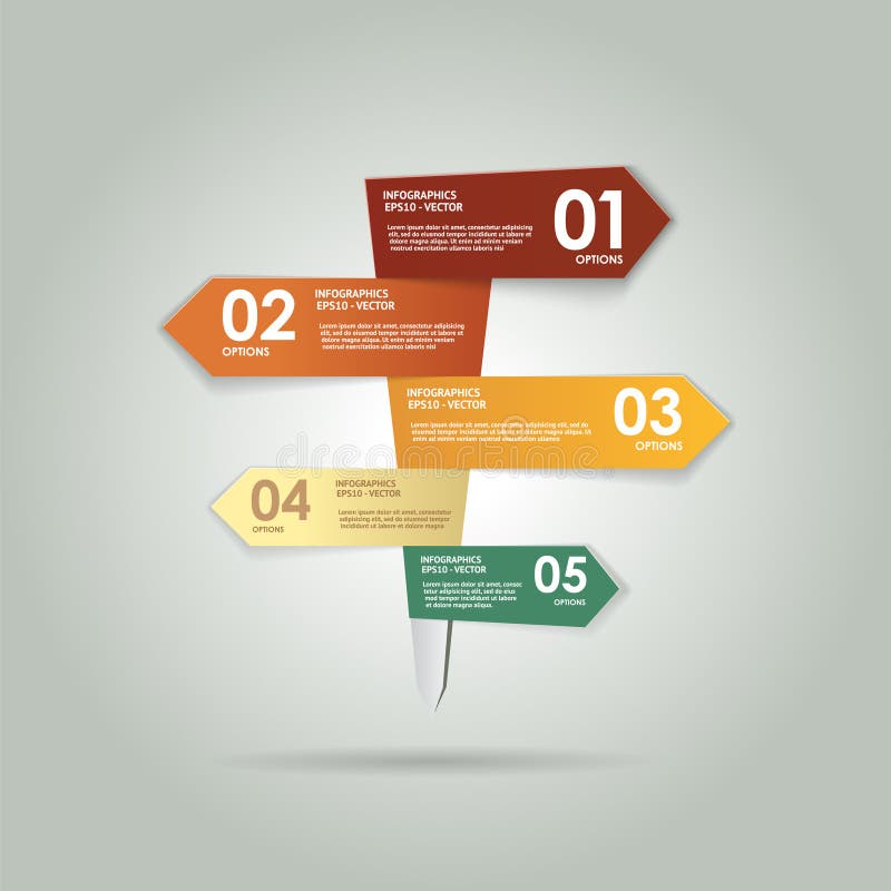 Vector Infographic Sign of Five Plates on a Pole, a Direction Indicator ...
