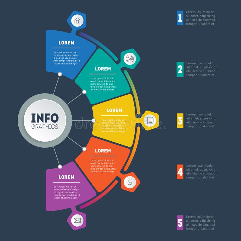 Vector Infographic of Technology or Education Process with 5 Ste Stock ...