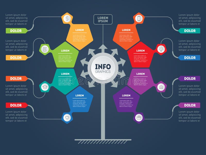 Vector Infographic of Technology or Education Process with 8 Ste Stock ...