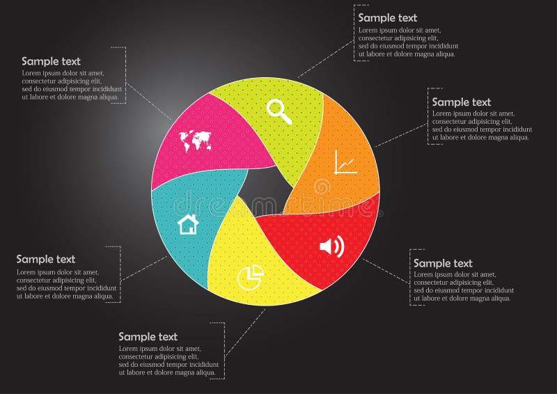 Round Infographic Template with Hexagonal Separation To Six Parts Stock ...