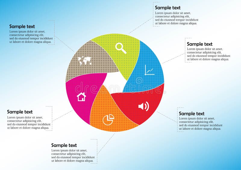 Round Infographic Template with Hexagonal Separation To Six Parts Stock ...