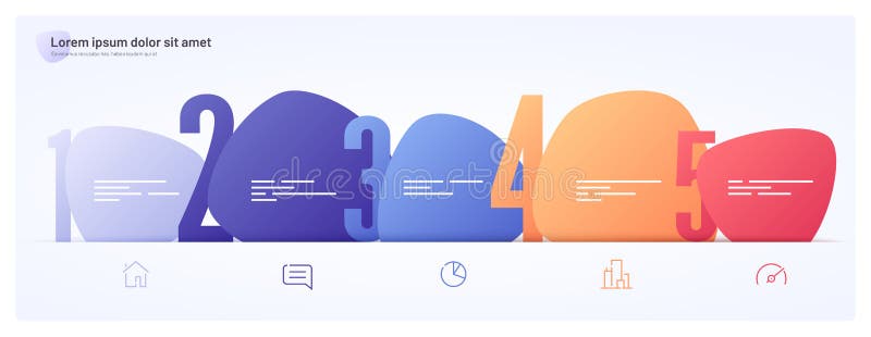 Vector Infographic Template Composed of Five Numbered Abstract Shapes ...